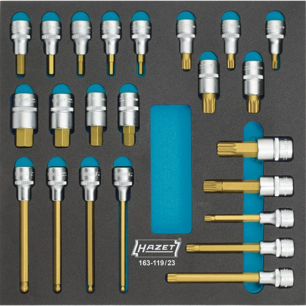 Hazet 23 Pce 1/2in Hex & XZN Screwdriver Socket Set 163-119/23 Modular Insert Tray For Sale ...