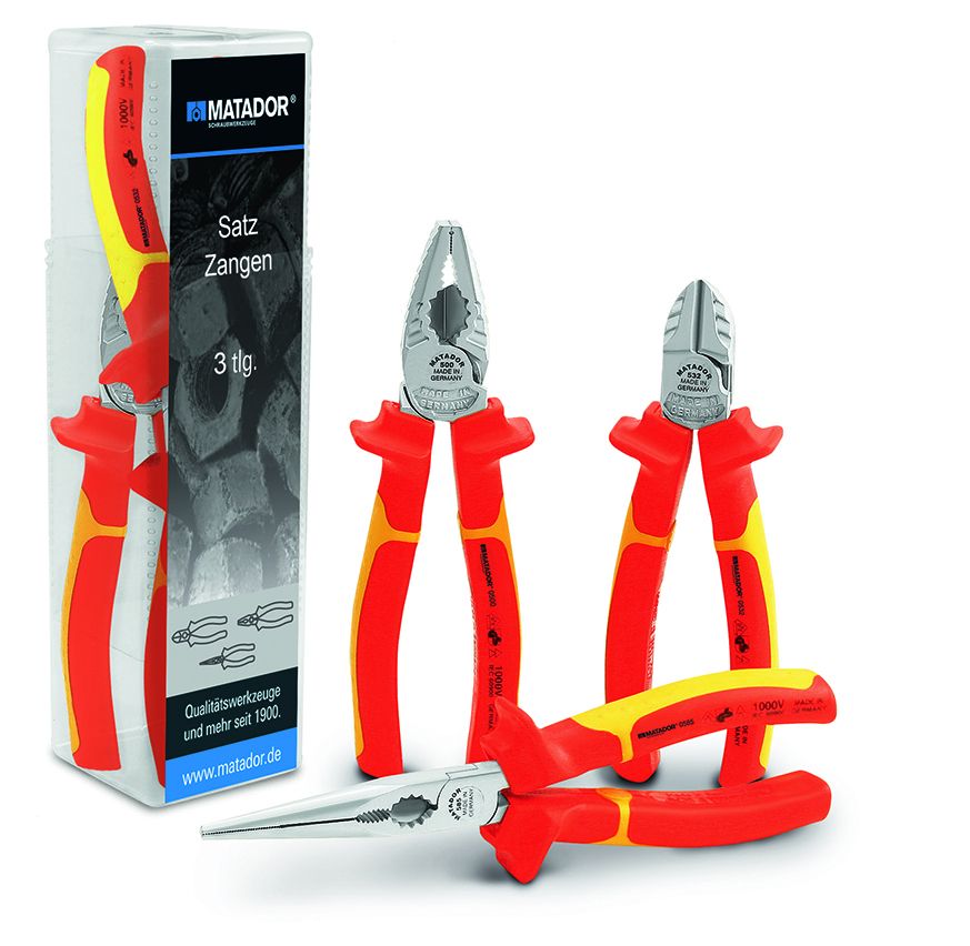 Matador VDE Plier Set, 3 Pce (Comb. Plier, Side Cutter & Straight ...
