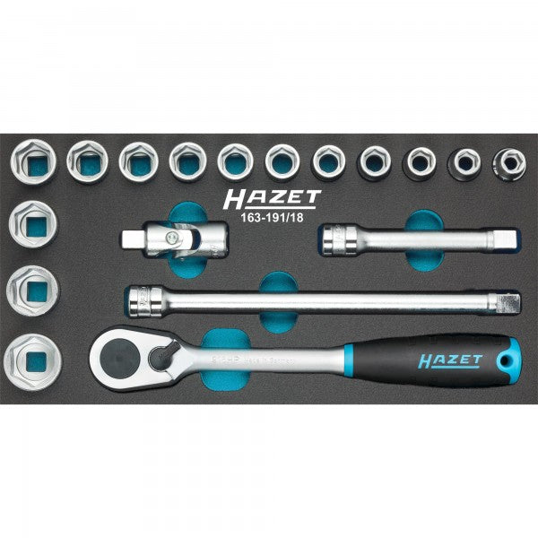 Hazet 18 Pce 1/2" Socket Set 163-191/18 Modular Insert Tray For Sale Online – Mektronics