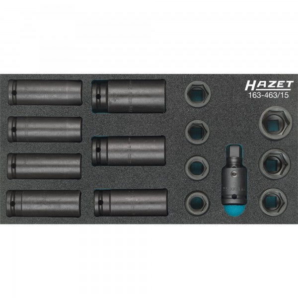 Hazet 15 Pce 1/2" Metric Impact Socket Set 163-463/15 Modular Insert Tray For Sale Online ...