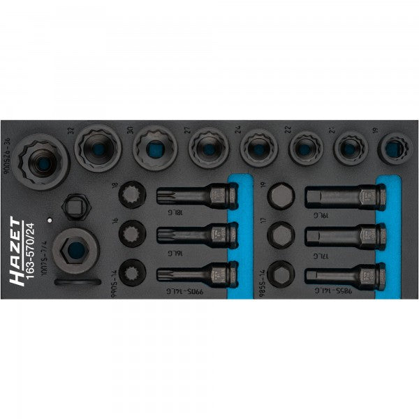 Hazet 24Pce 1/2" Impact Socket Set 163-570/24 Modular Insert Tray For Sale Online – Mektronics