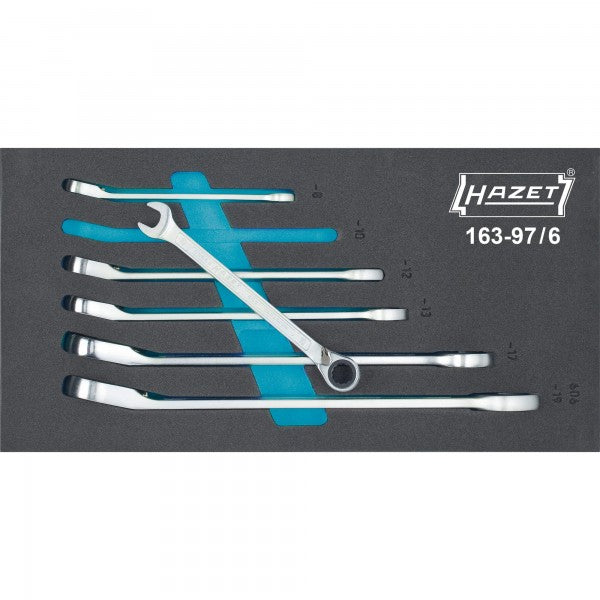 Hazet 6Pce Metric Ratcheting Combination Wrench Set 163-97/6 Modular ...