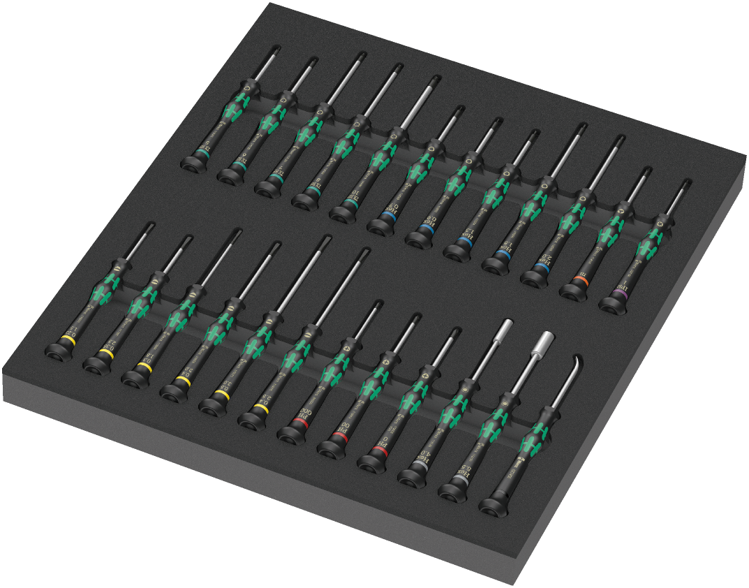 Wera 9715 Foam Insert Kraftform Micro Screwdriver Set 1, 24 Pce For ...