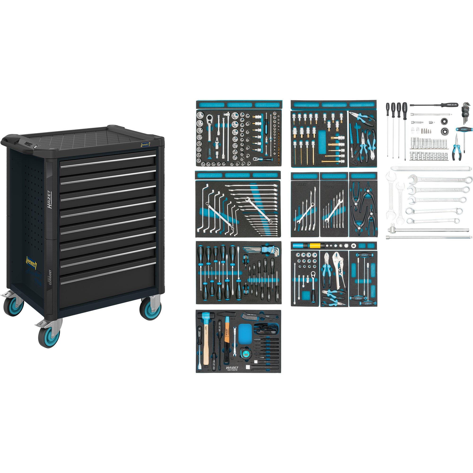 Hazet 300 Piece 8 Drawer Tool Trolley Assistent Assortment 179N-8-RAL7021/300 For Sale Online ...