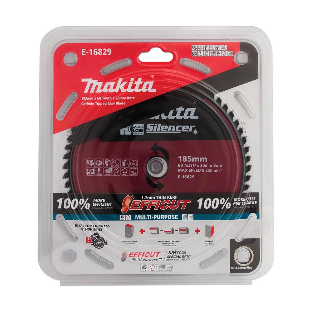 Makita 185mm 60T TCT Circular Saw Blade for Multi-Purpose Cutting Multi ...