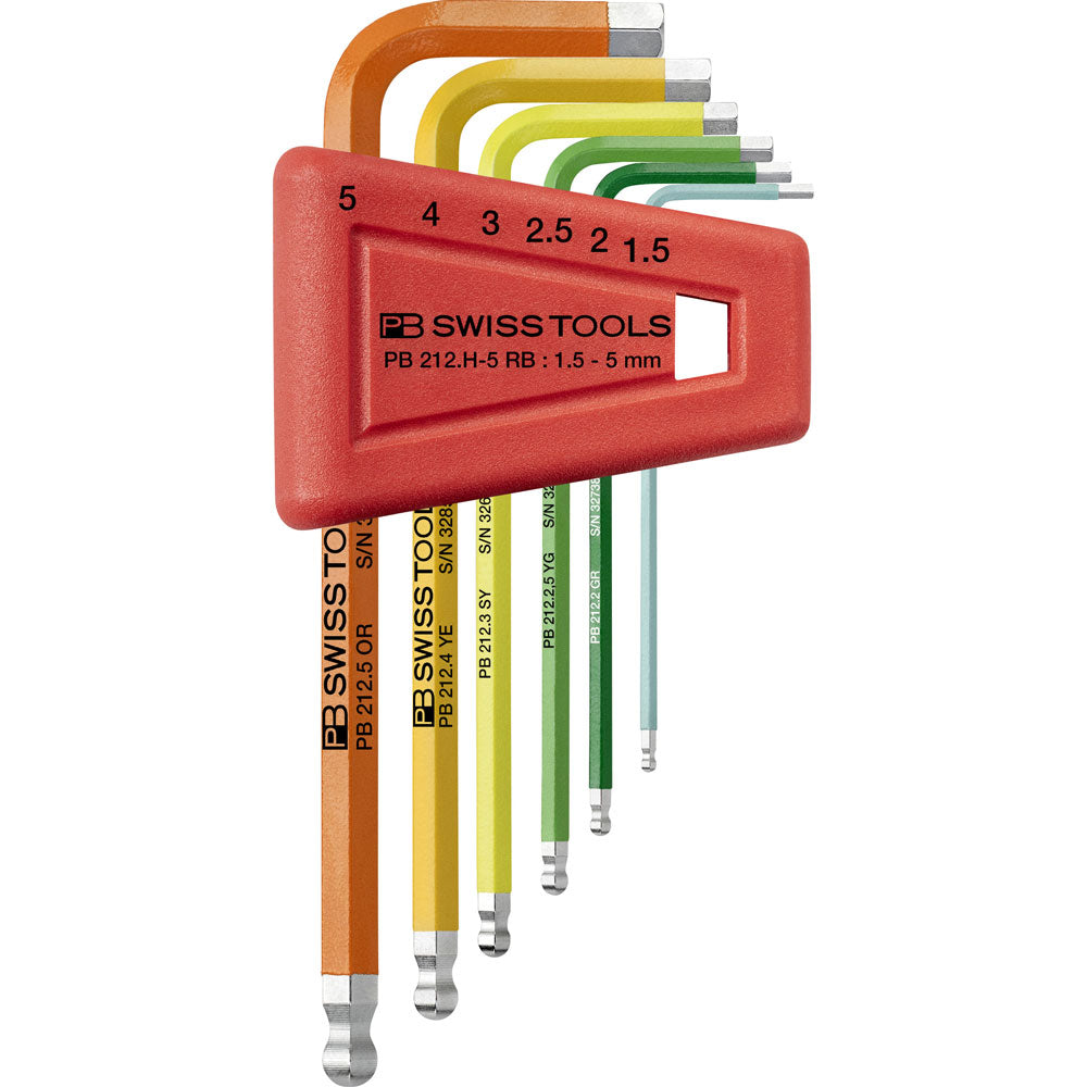 PB Swiss RainBow Hex Key L-Wrench 6 Pce Set with Ball Point in Plastic ...