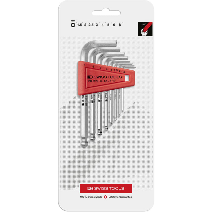PB Swiss 8 Pce Hex Key L-Wrench Set with Ball Point in Blister Pack For ...