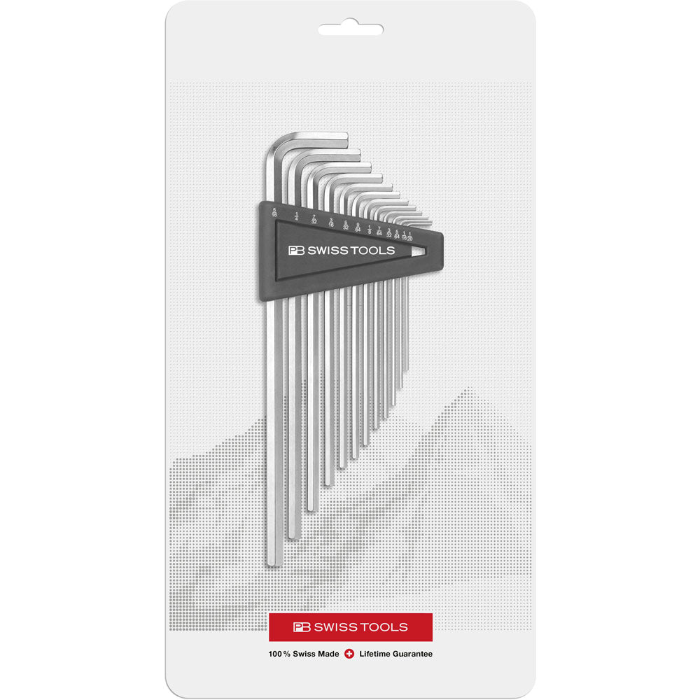 PB Swiss 12 Pce Imperial Hex Key Long Arm L-Wrench Set (1/20"-5/16") in ...