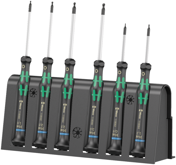 Wera 2052 6 Micro Ball End Hex Metric Precision Screwdriver Set Rack 6 Pce 118156 For Sale Online Mektronics