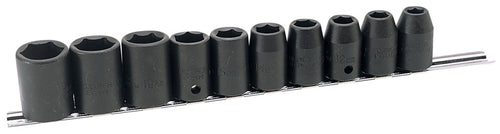 Draper 1/2" Sq. Dr. Hi-Torq® Metric Impact Socket Set on a Rail (10 ...