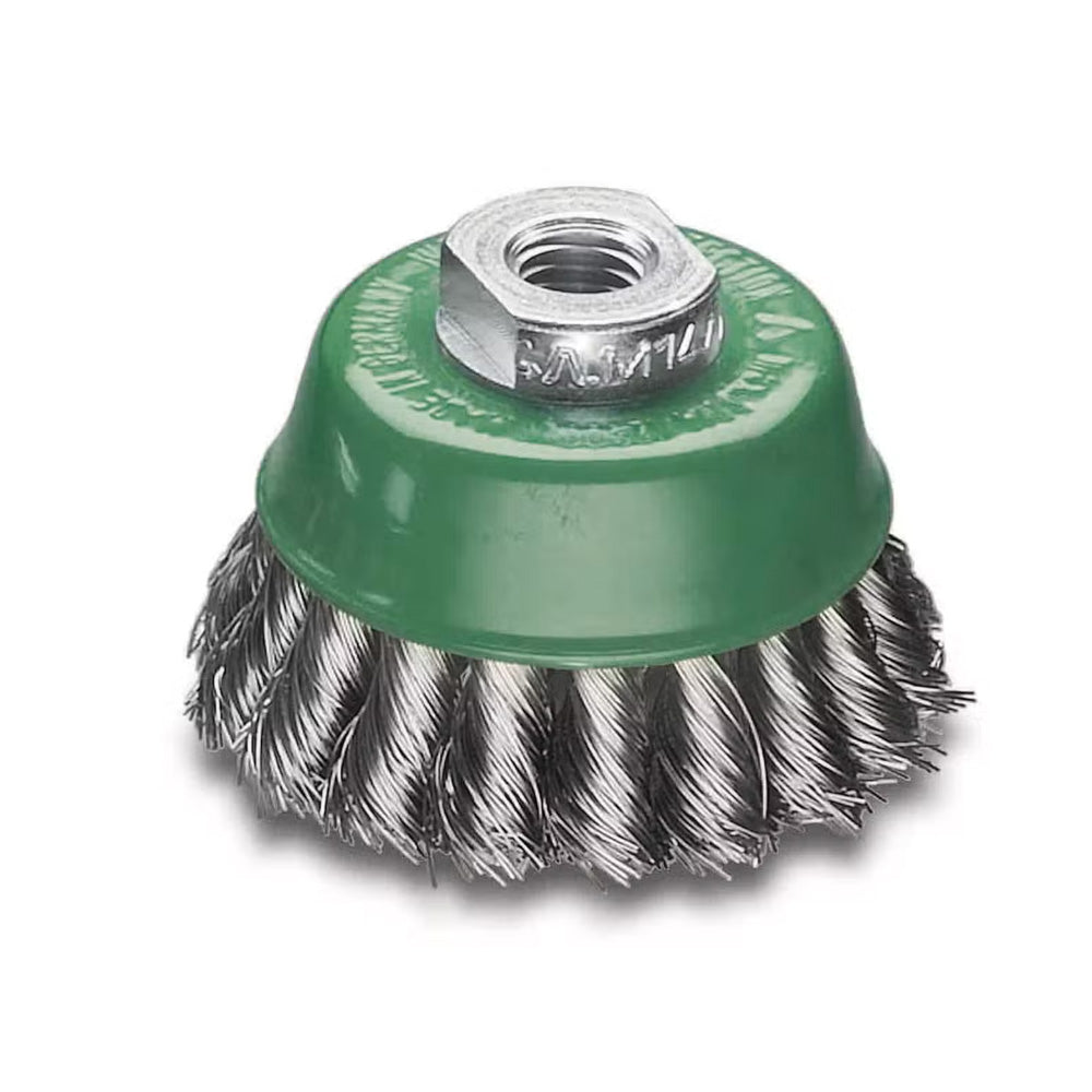 Lessmann Knot Cup Brush Dia 75mm 20 Braids Stainless Steel Wire Thread ...