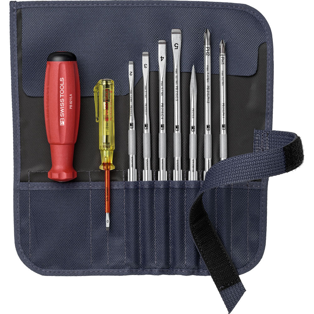 PB Swiss Slotted & Phillips SwissGrip Screwdriver 9 Pce Set with Interchangeable Blades in a Box ...