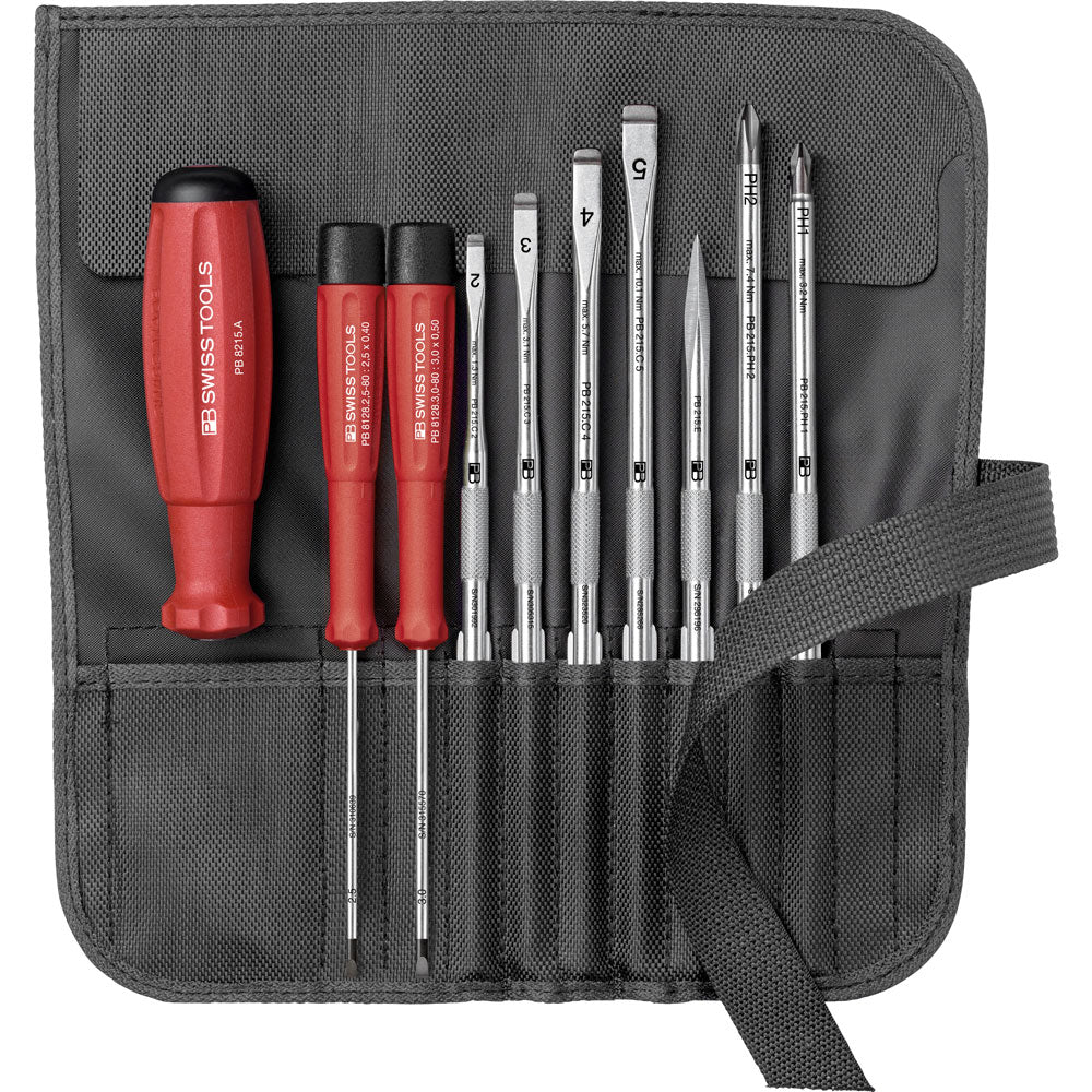 PB Swiss SwissGrip Screwdriver 9 Pce Set with Interchangeable Blades in Roll-Up Case For Sale ...