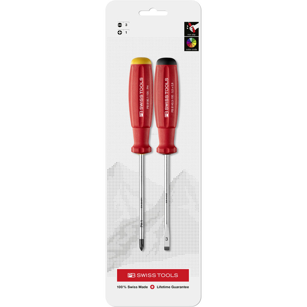 PB Swiss SwissGrip Slotted (3mm) & Phillips (PH1) Screwdriver 2 Pce Set ...