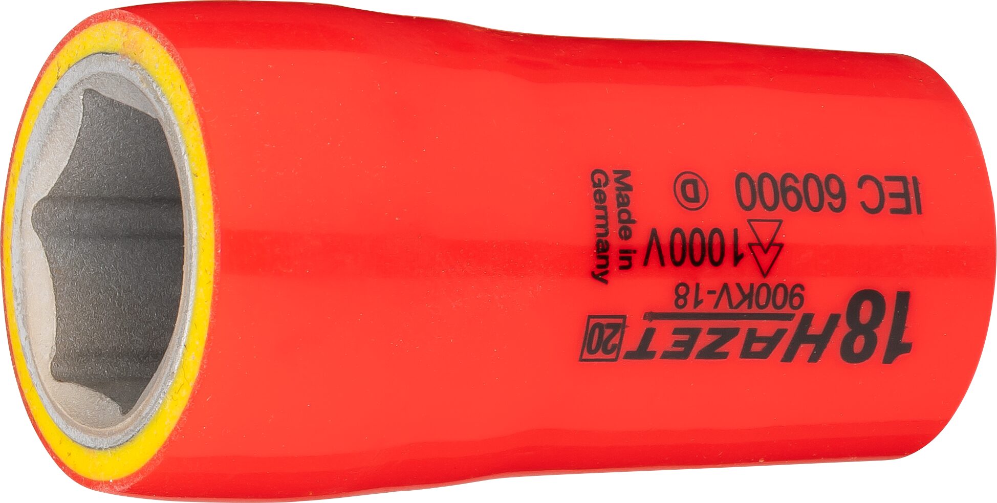 Hazet 1/2" (12.5 mm) Square Hollow Socket with Protective Insulation Outside Hexagon Traction ...