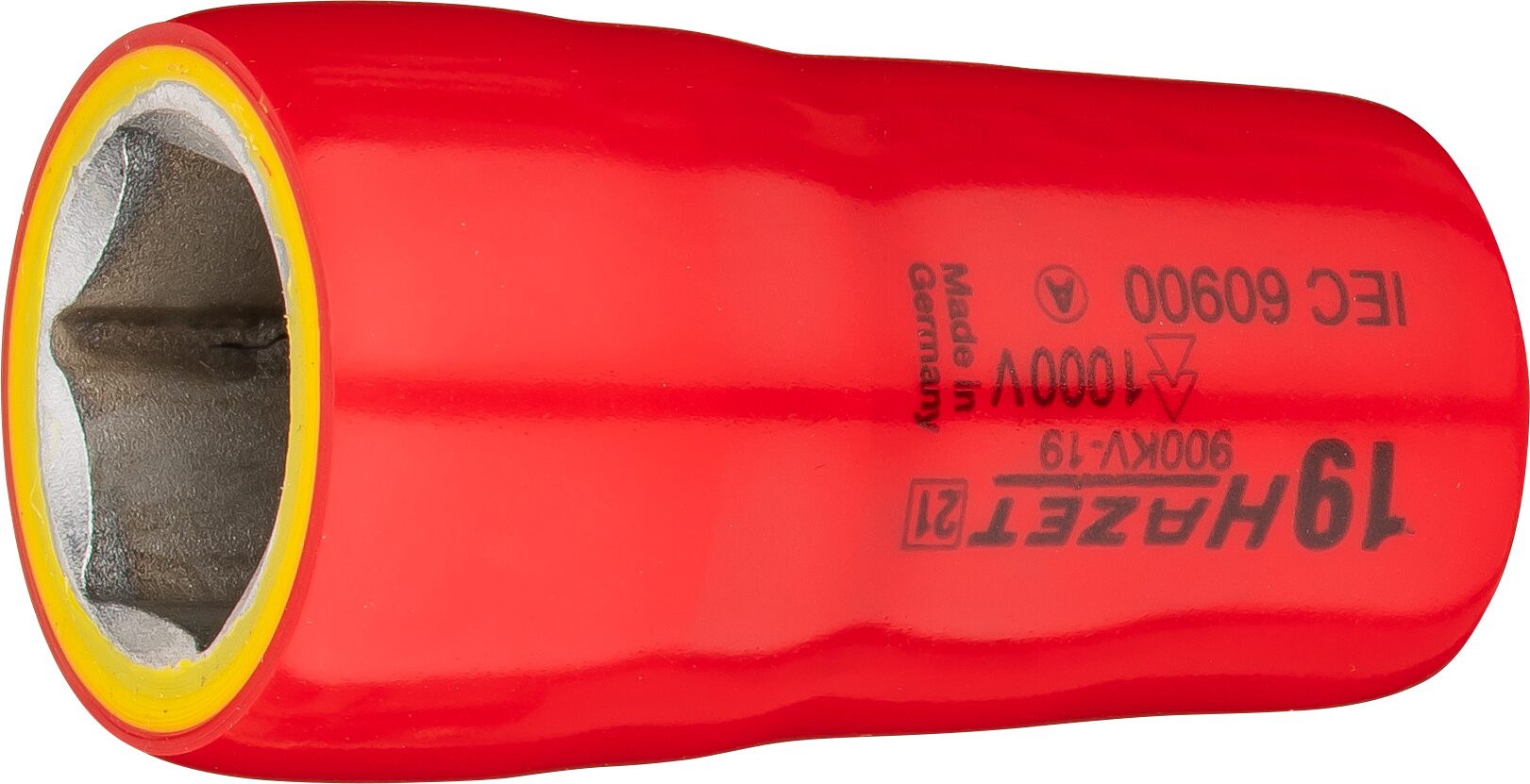 Hazet 1/2" (12.5mm) Square Hollow Socket with Protective Insulation Outside Hexagon Traction ...