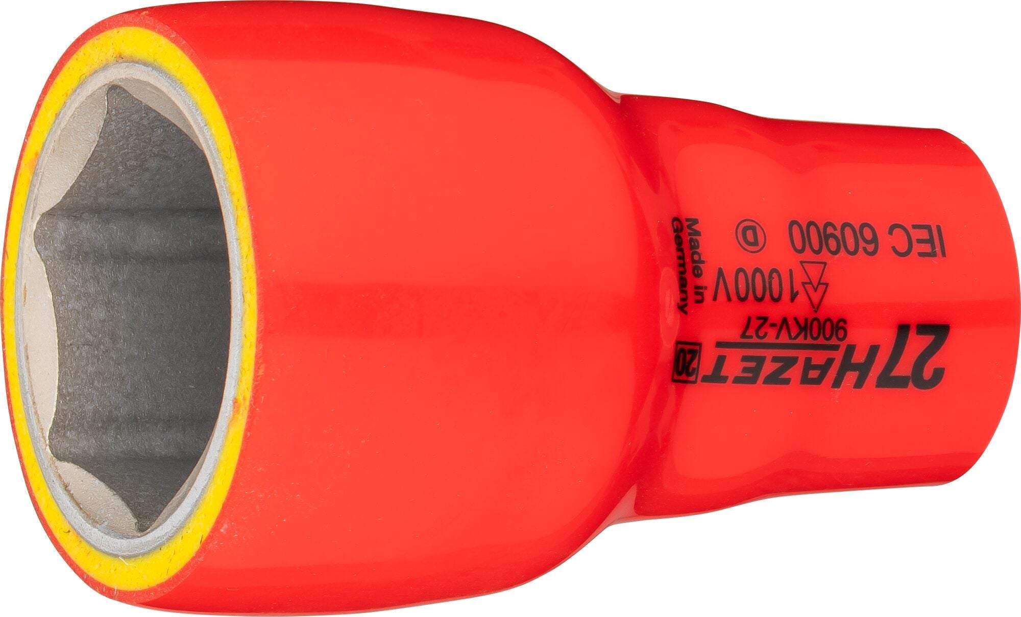 Hazet 1/2" (12.5mm) Square Hollow Socket with Protective Insulation Outside Hexagon Traction ...