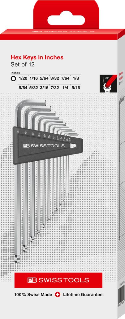 PB Swiss 212Z LH Hex Key Set with Ball-Point Imperial 12 Pce in Cardboard Box For Sale Online ...