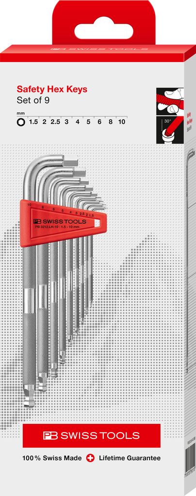 PB Swiss 3212 LH Safety Hex Key with Ball Point L-Wrench Set in Plastic ...