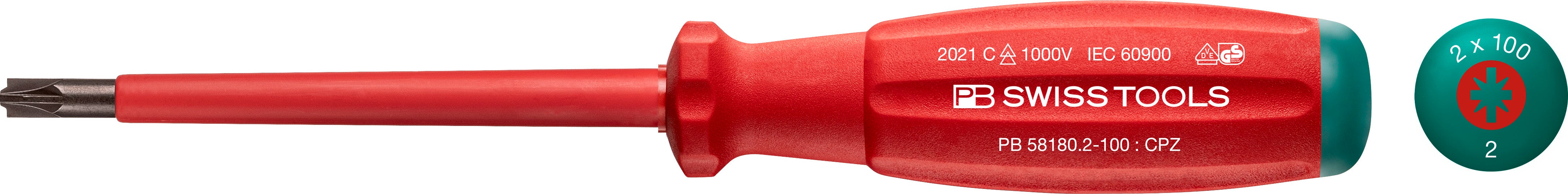PB Swiss58180.2-100 SwissGrip VDE Screwdriver for PZ/SL Combination ...