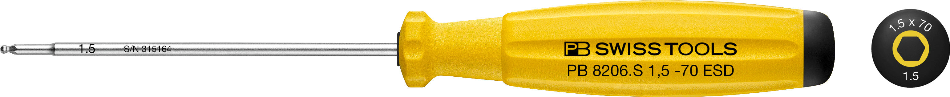 PB Swiss 8206 S ESD SwissGrip Hex Driver with Ball Point 1.5mm For Sale Online – Mektronics
