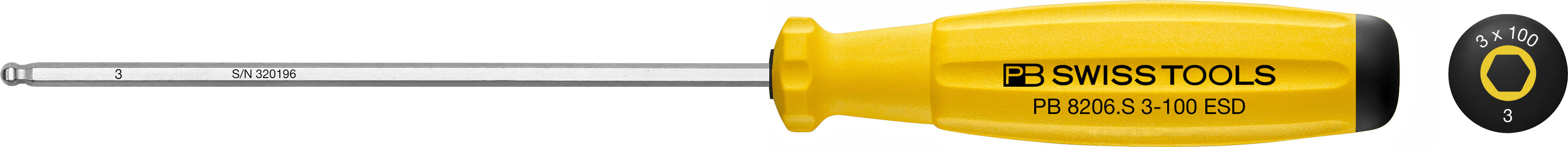 PB Swiss 8206 S ESD SwissGrip Hex Driver with Ball Point 3mm For Sale Online – Mektronics