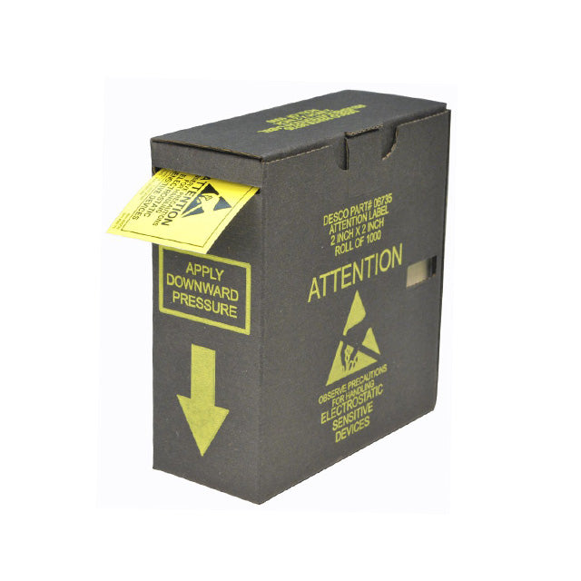 Desco Label Esd Attention 2'' x 2'' Roll Of 1000 W/Dispenser Box For ...