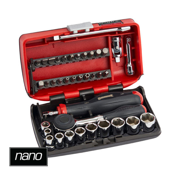Sidchrome 38 Pce 1/4" Nano Drive Socket & Tool Set with Rotator Ratchet For Sale Online – Mektronics