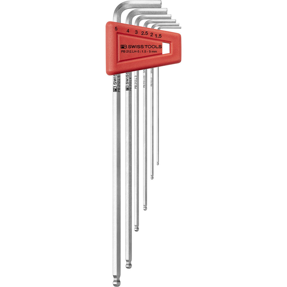 PB Swiss 6 Pce Metric Long Arm Ball Point Hex Key L-Wrench Set (1.5-5mm ...