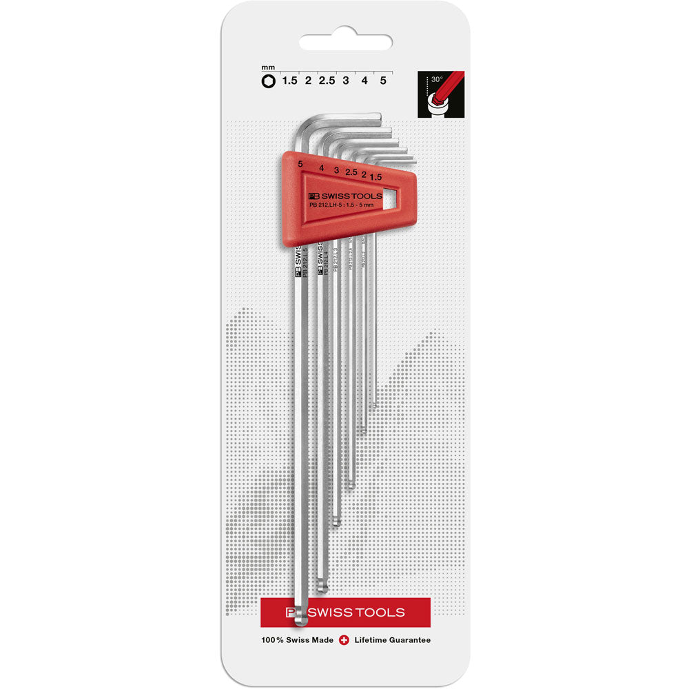 PB Swiss 6 Pce Metric Long Arm Ball End Hex Key Set in Blister Pack (1. ...