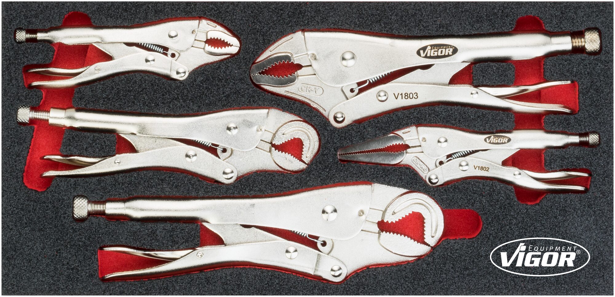 Vigor 5 Pce Grip Pliers Set V5004 Modular Insert Tray For Sale Online ...