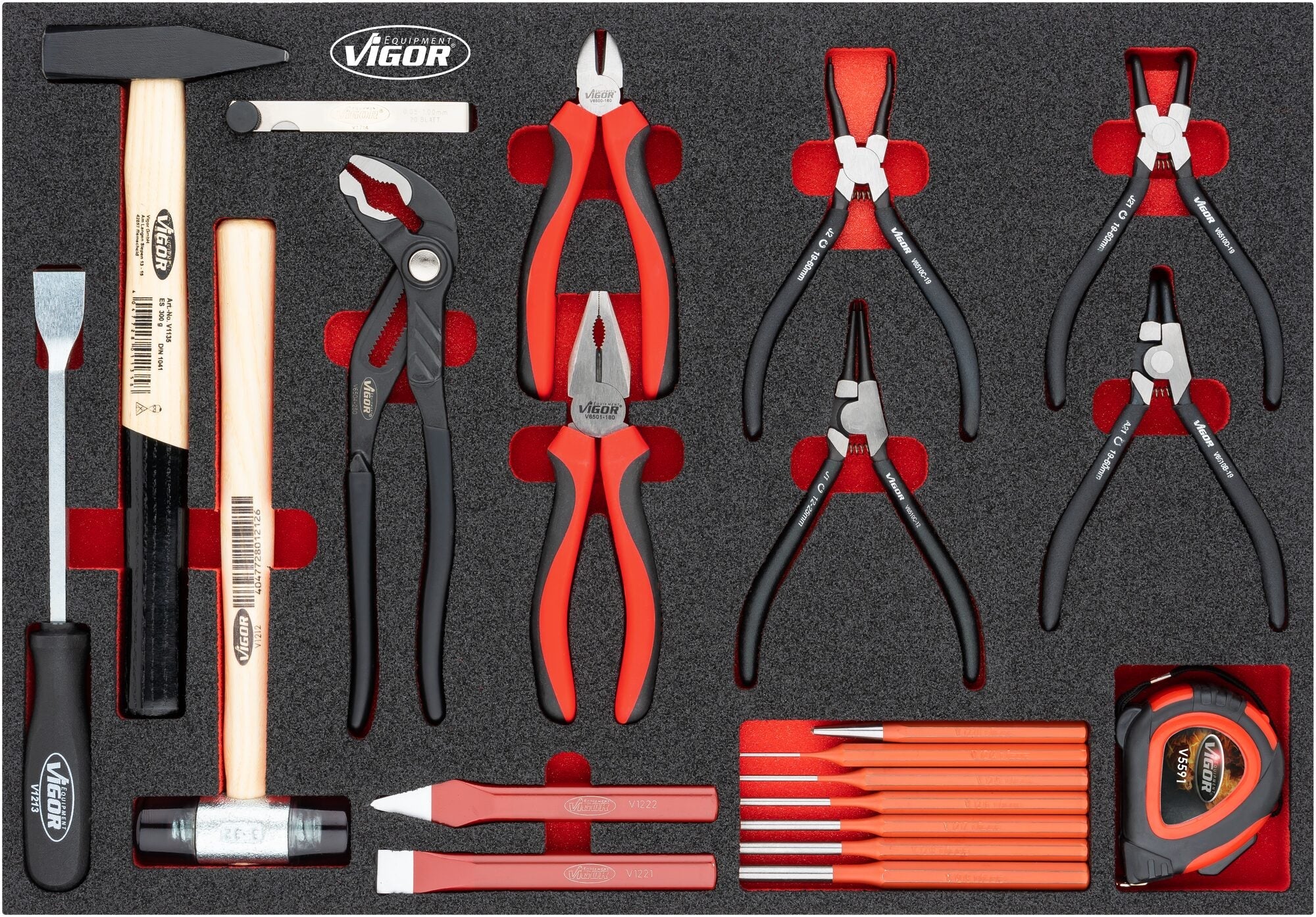 Vigor Pliers, Hammer Chisel Set V5637N Modular Insert Tray For Sale ...
