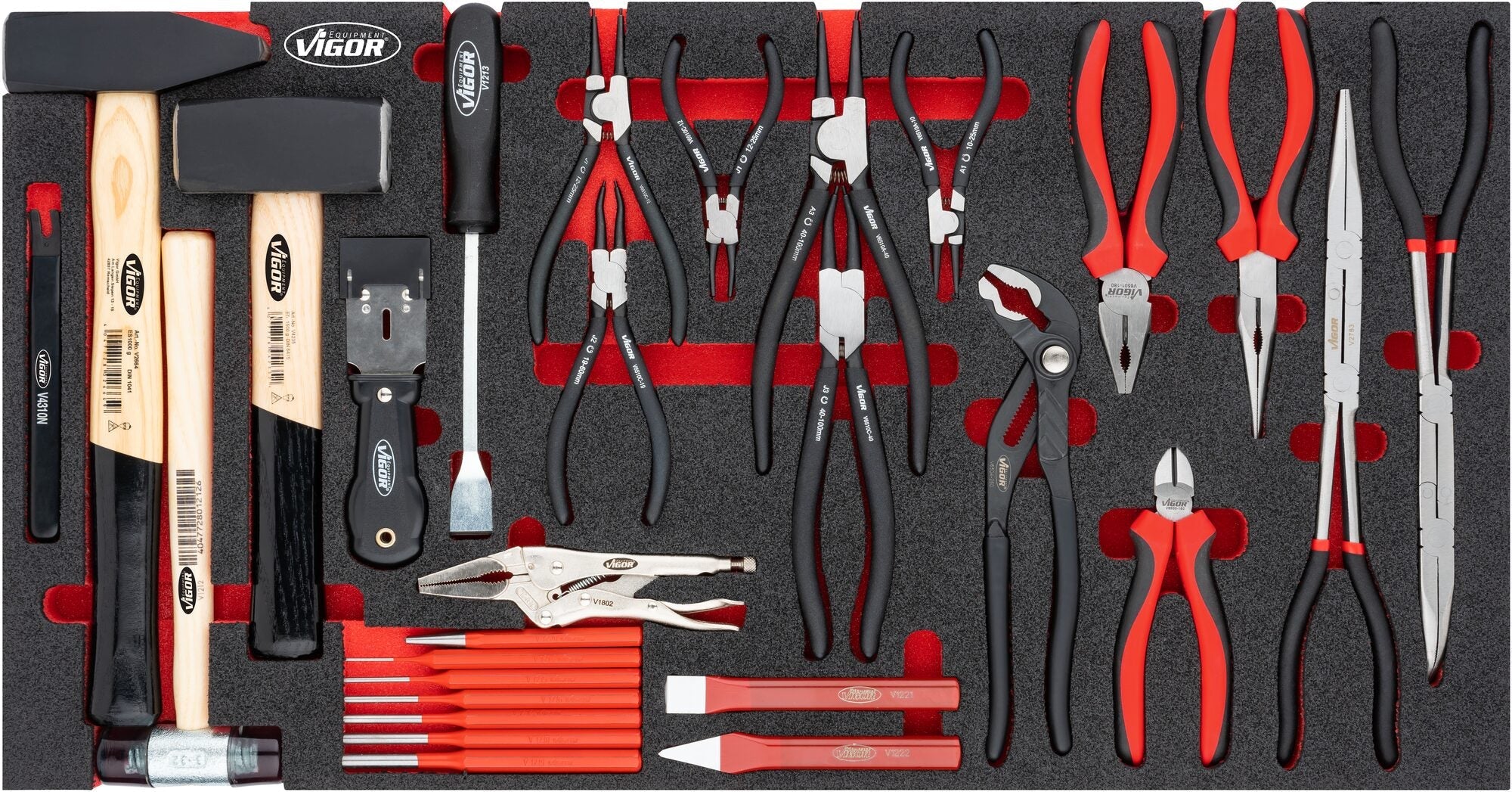 Vigor 29 Piece Pliers Hammer Chisel Set for Series XL V5638N Modular ...