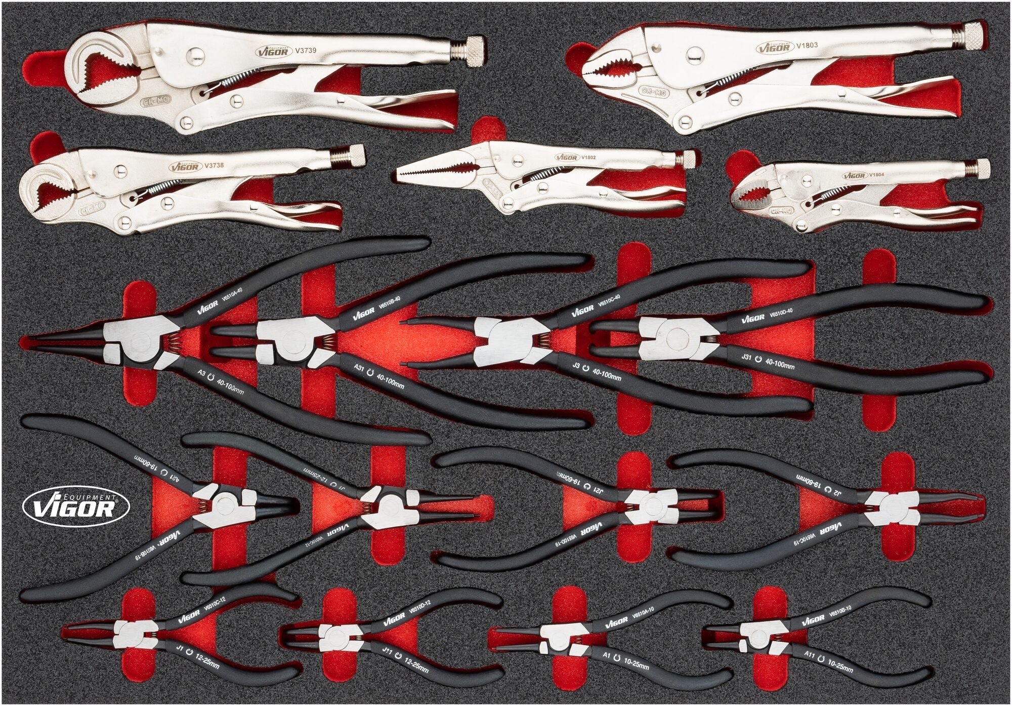Vigor 17 Piece Pliers Set V6816N Modular Insert Tray For Sale Online ...