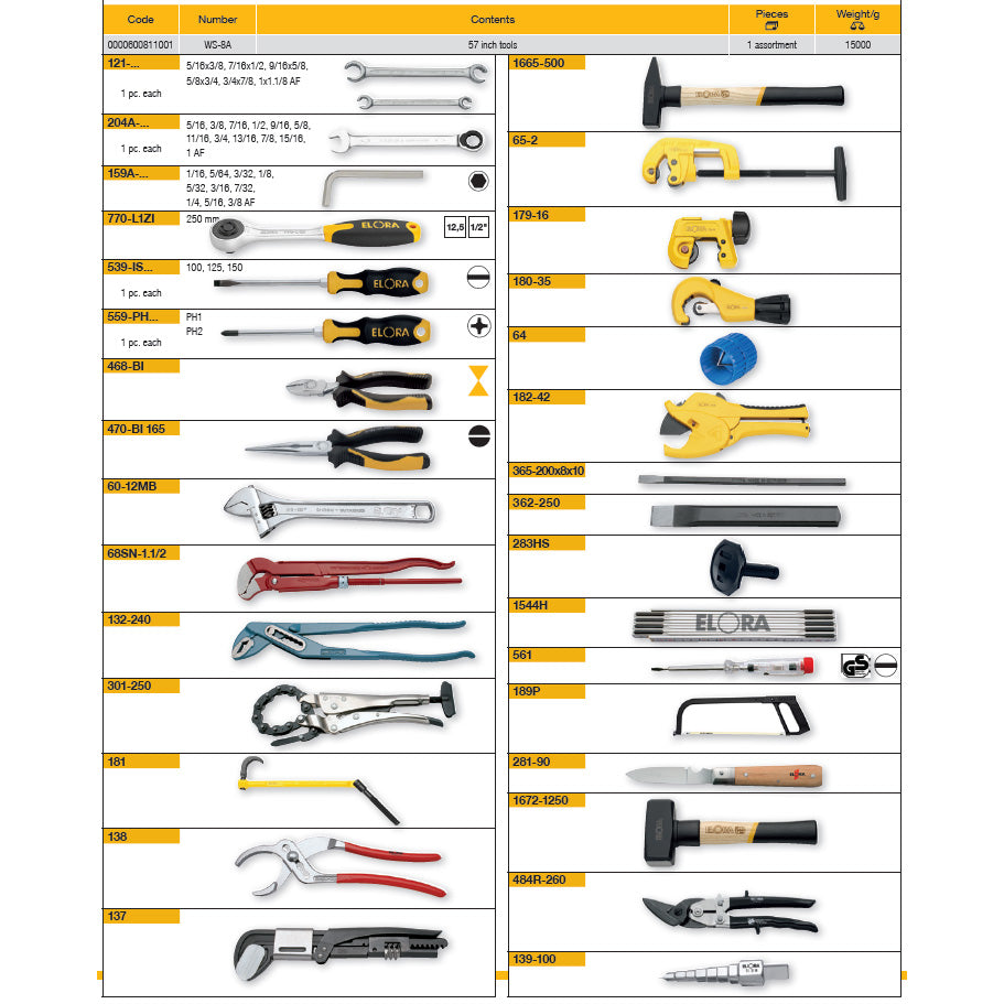 Elora Tool Assortment 57 Pce WS-8A For Sale Online – Mektronics