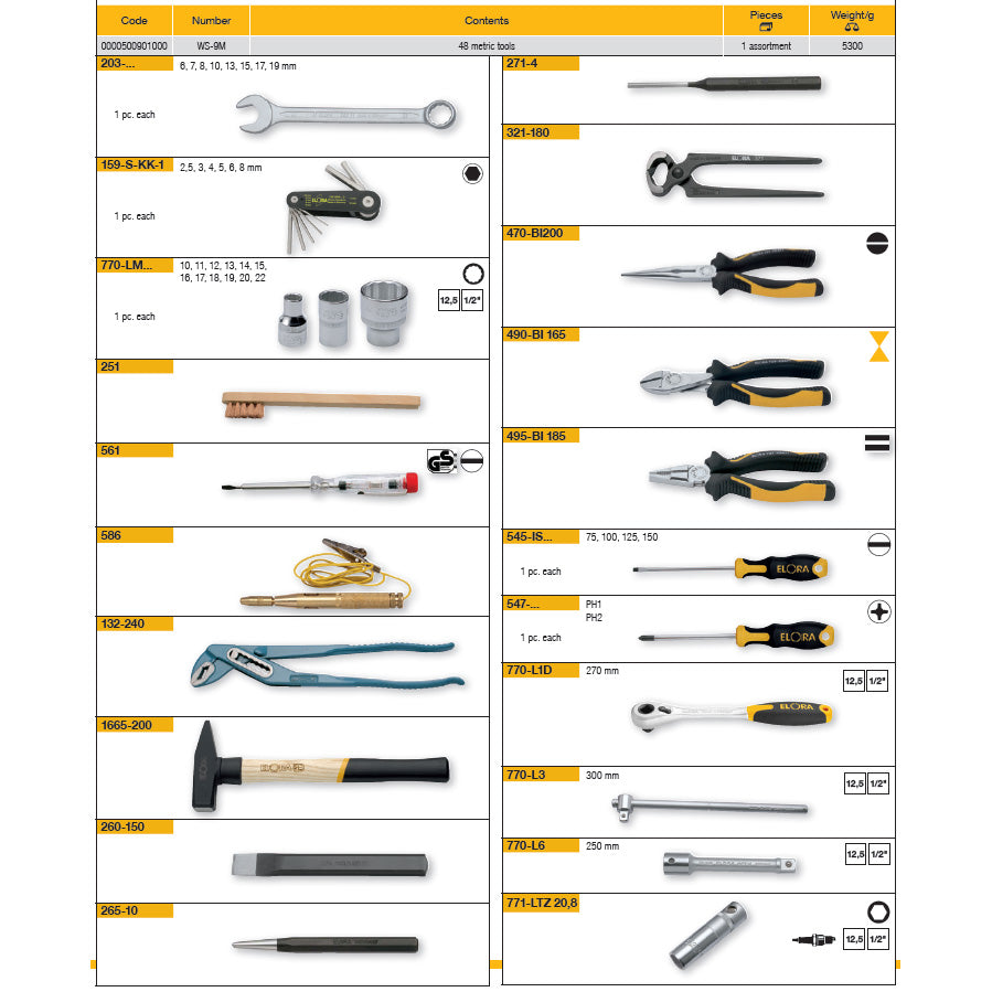 Elora Tool Assortment 48 Pce WS-9M For Sale Online – Mektronics