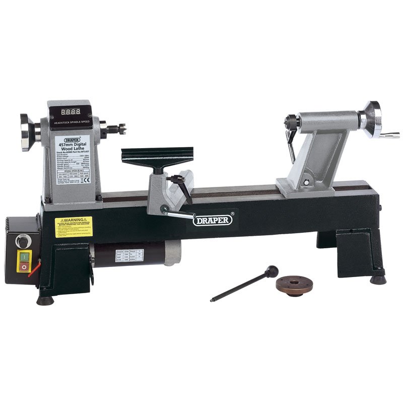 Draper Tools Compact Digital Variable Speed Wood Lathe (550W) For Sale ...