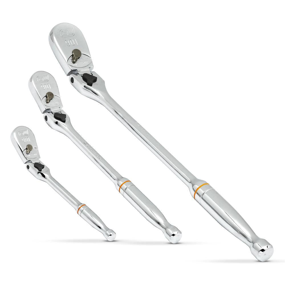 Gearwrench 3 Pc. (1/4" 3/8" & 1/2") Drive 90-Tooth Locking Flex Head ...