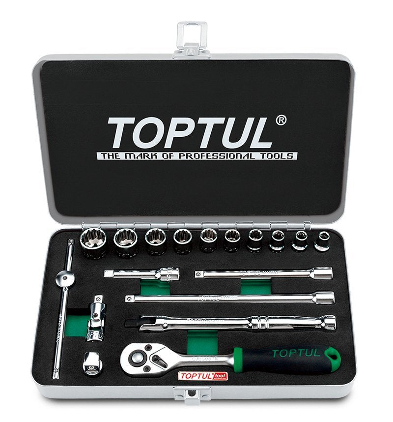 Toptul 18 Pce 1/4" Dr 12pt Socket Set SAE For Sale Online – Mektronics
