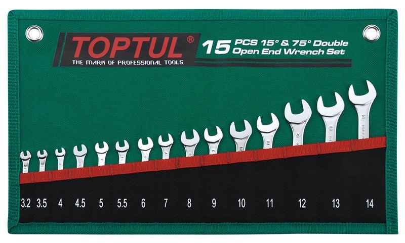 Toptul 15 Pce 15Deg & 75Deg Double Open Spanner Set Metric For Sale ...