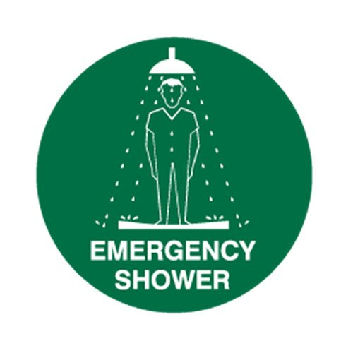 Brady Floor Sign - Emergency Shower, 440mm Diameter, Self Adhesive ...