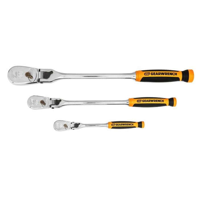 Locking flex head ratcheting wrench set store