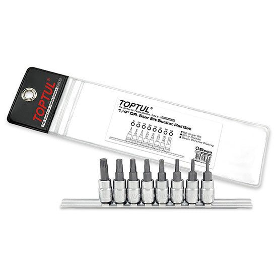 Toptul 8pc 1/4in Dr. Star (Torx) Bit Socket Rail Set For Sale Online ...